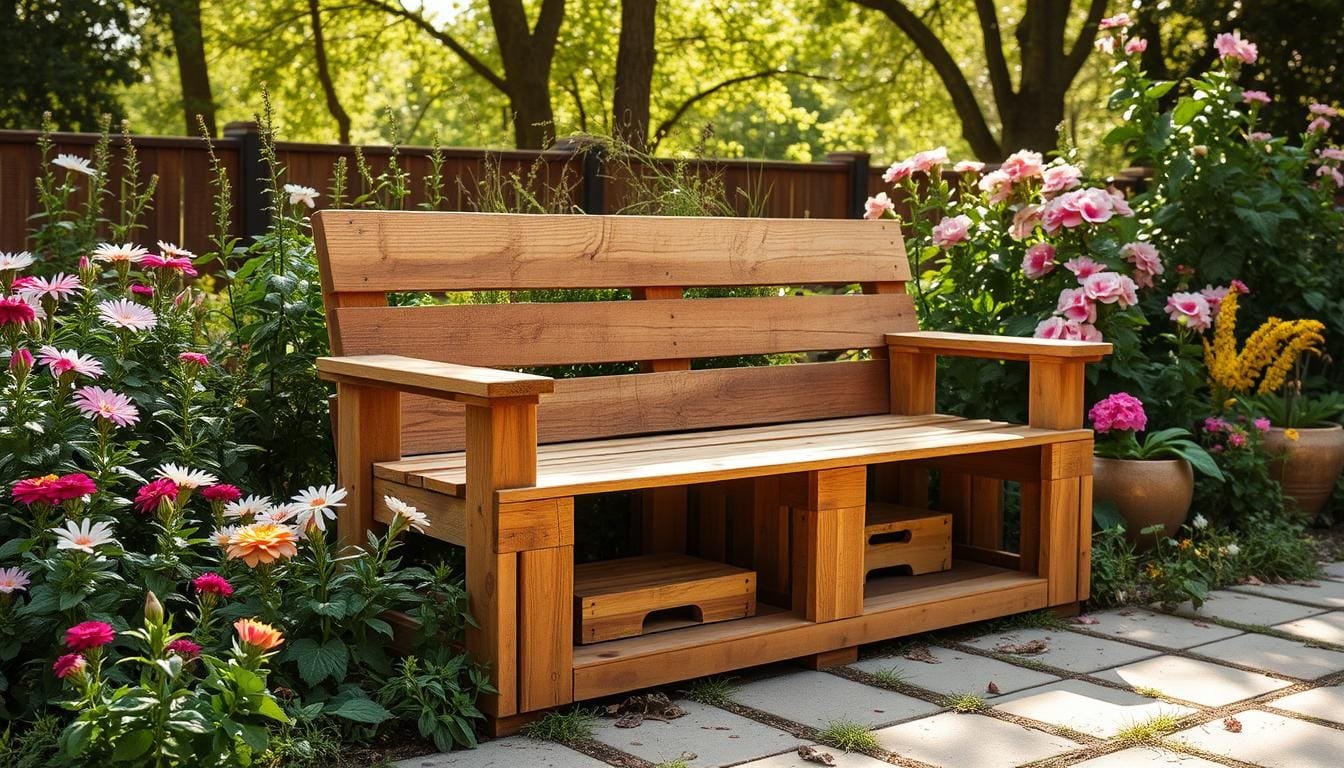 How to Make a DIY Pallet Garden Bench with Storage – Simple Woodworking ...